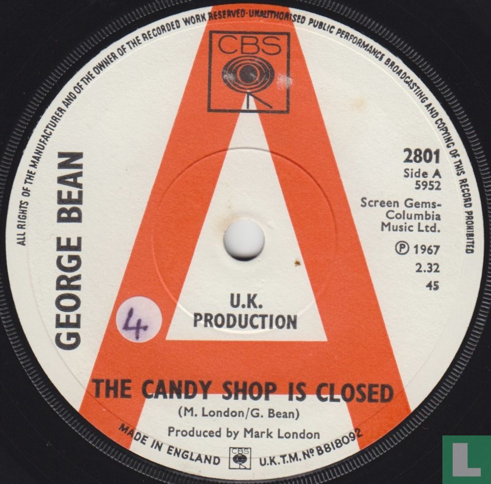 The Candy Shop is Closed Single 2801 (1967) - Bean, George - LastDodo