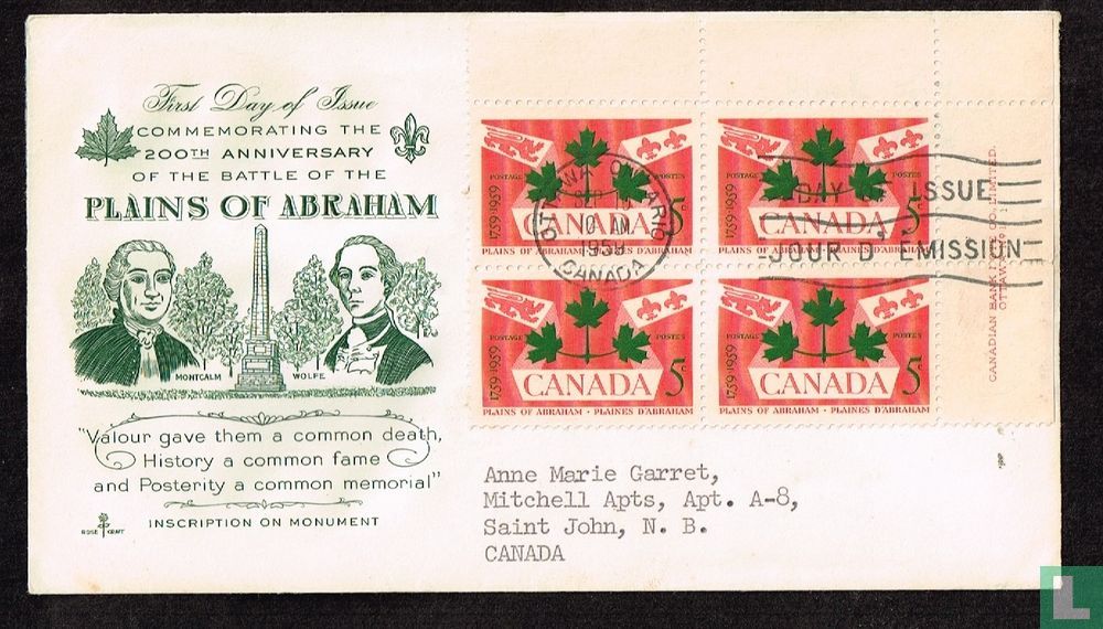 200th anniversary of the Battle of the Plains of Abraham (1959 ...