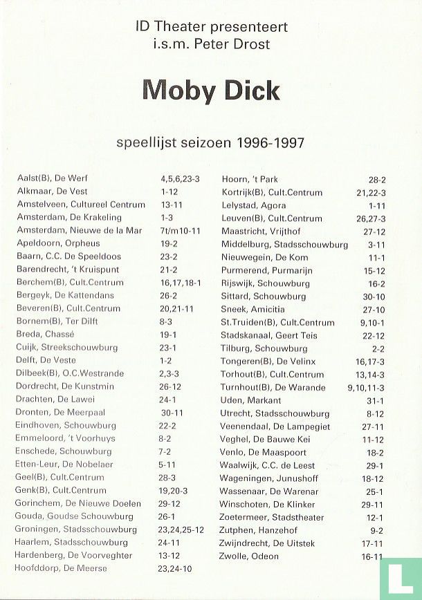 ID Theater - Moby Dick (1996) - Dubbele kaarten - LastDodo