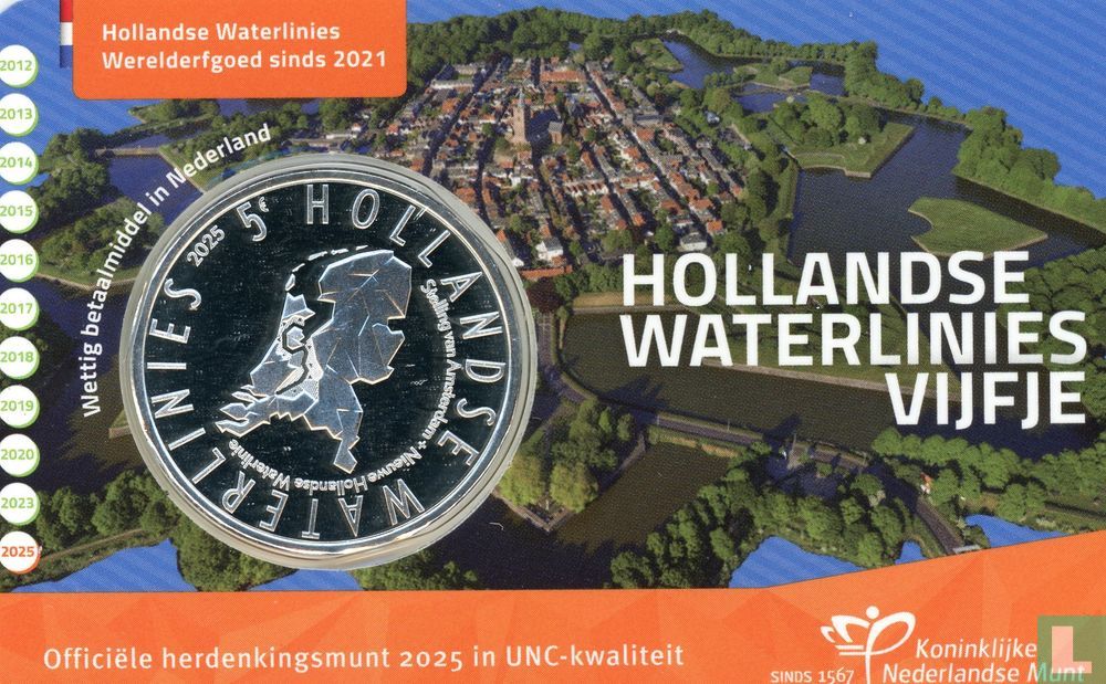 Netherlands 5 euro 2025 (coincard - UNC) "Dutch Waterlines" KM# (2025 ...
