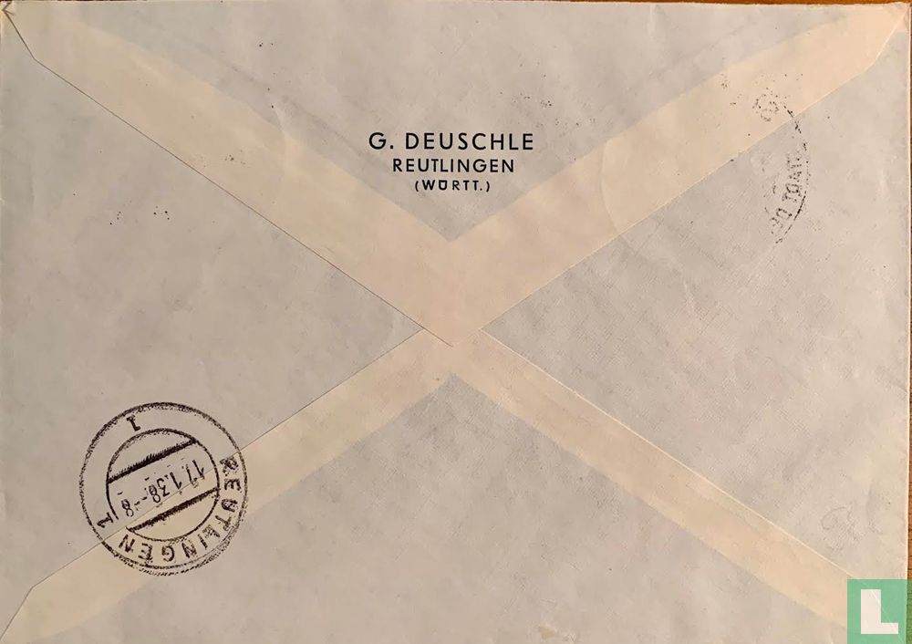 Brief van Stuttgart naar Reutlingen 1938 (1938) - Envelop - LastDodo