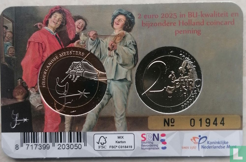 Nederland 2 euro 2025 (coincard - met bicolor penning) "Judith Leyster" KM# 351 (2025 ...