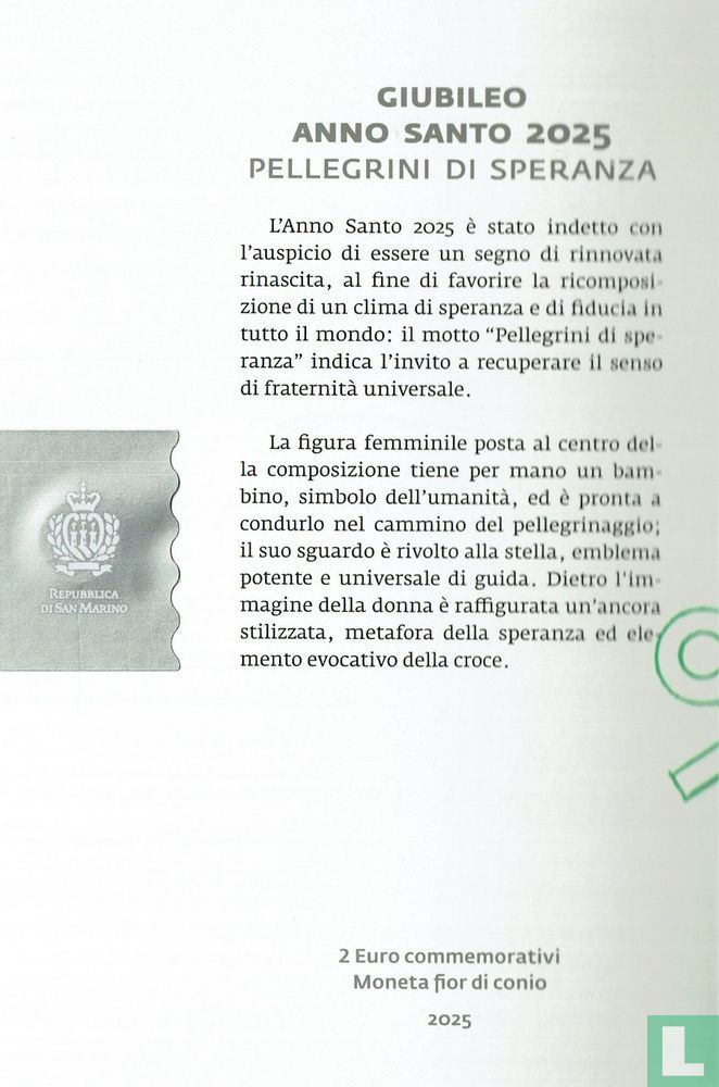 San Marino 2 euro 2025 (folder) "Heilig Jaar" KM# 640 (2025) - San ...