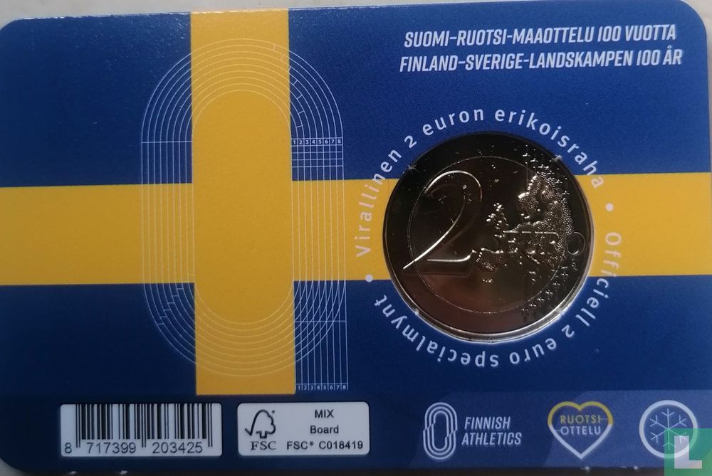 Finland 2 euro 2025 (coincard - type 2) "100 years Finland-Sweden ...