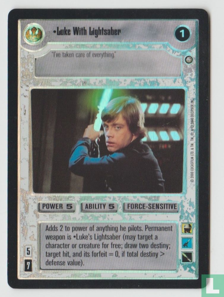 Luke With Lightsaber (foil) (2000) - Star Wars CCG 26) Reflections 2 ...