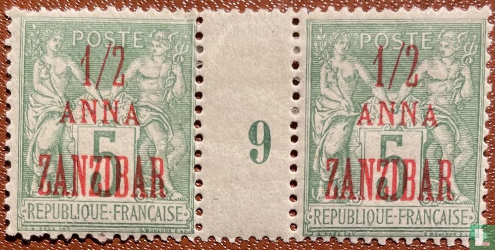 Peace and trade, overprinted ½#5 (1899) - Zanzibar - French post ...