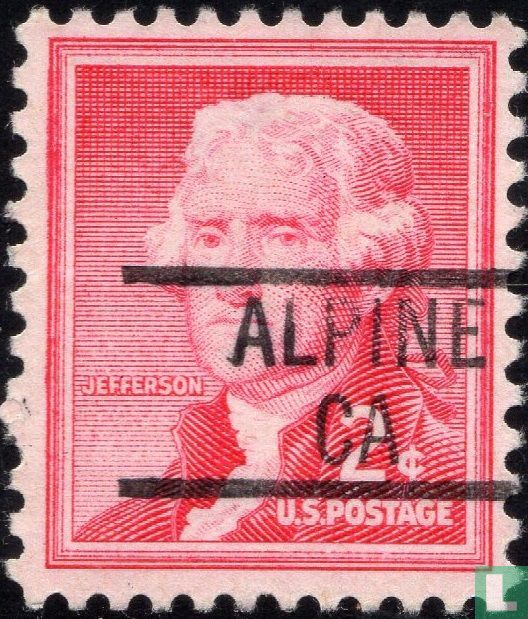 Thomas Jefferson 2 (1954) - Verenigde Staten van Amerika - Voorafstempelingen [met plaatsnaam ...