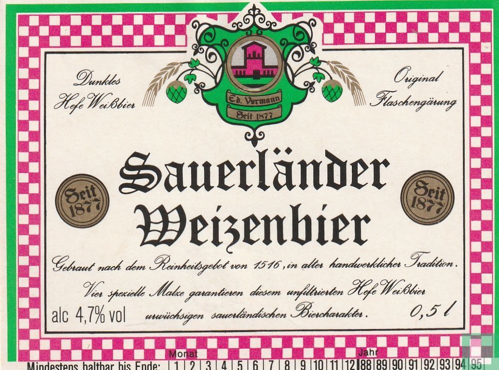 Sauerländer Weizenbier (1988) - Vormann, Hagen-Dahl - LastDodo