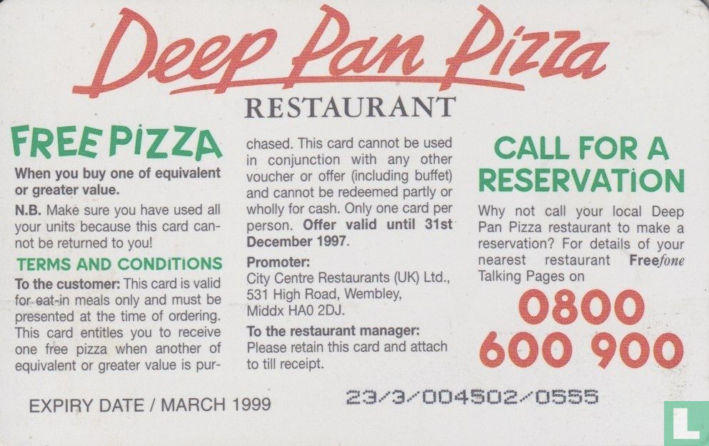 Deep Pan Pizza 004502 (1997) - British Telecom - LastDodo