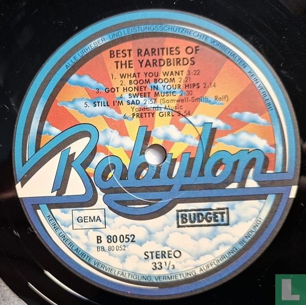 Best Rarities Of LP B 80 052 (1982) - Yardbirds, The - LastDodo