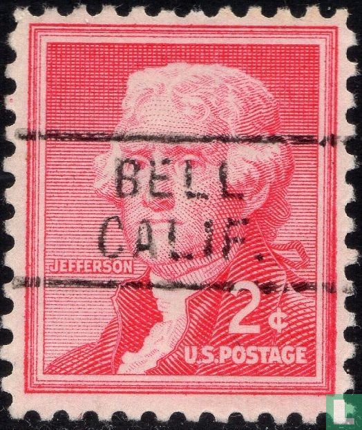 Thomas Jefferson 2 (1954) - Verenigde Staten van Amerika - Voorafstempelingen [met plaatsnaam ...