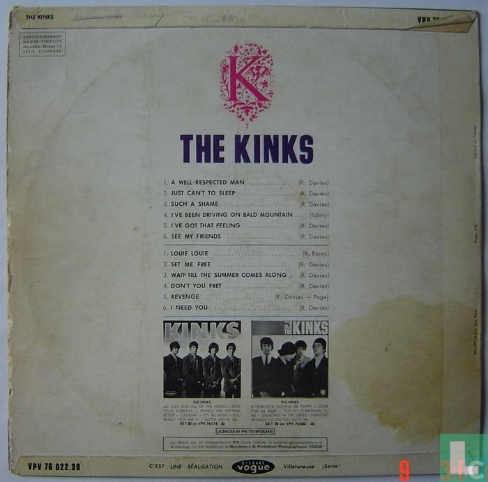 The Kinks #3 - A Well-Respected Man LP VPV 76022 30 (1965) - Kinks, The ...