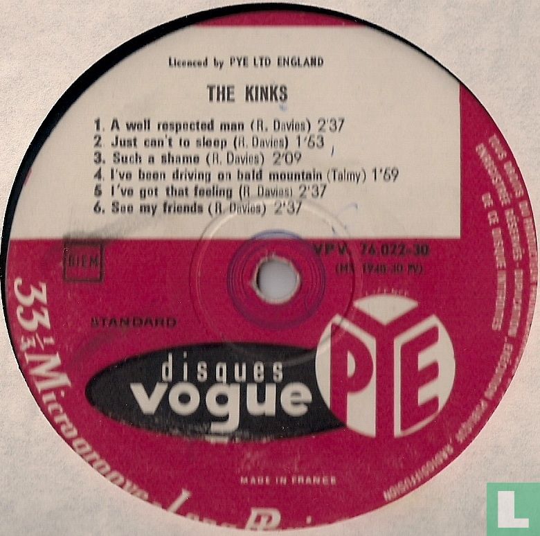 The Kinks #3 - A Well-Respected Man LP VPV 76022 30 (1965) - Kinks, The ...