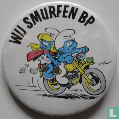 Wij smurfen BP (Smurf and Smurfette on motor bike) (1984) - BP - LastDodo