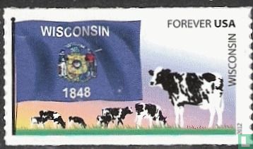 Wisconsin Flag and Dairy Cattle FOREVER (2012) - United States of ...