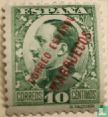 Spanish stamp with red overprint 10 (1930) - Tangier - Spanish post ...