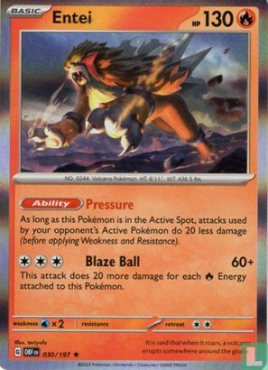 Entei [Holo] 030/197 (2023) - English)2023) Scarlet & Violet - Obsidian ...