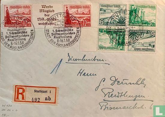 Brief van Stuttgart naar Reutlingen 1938 (1938) - Envelop - LastDodo